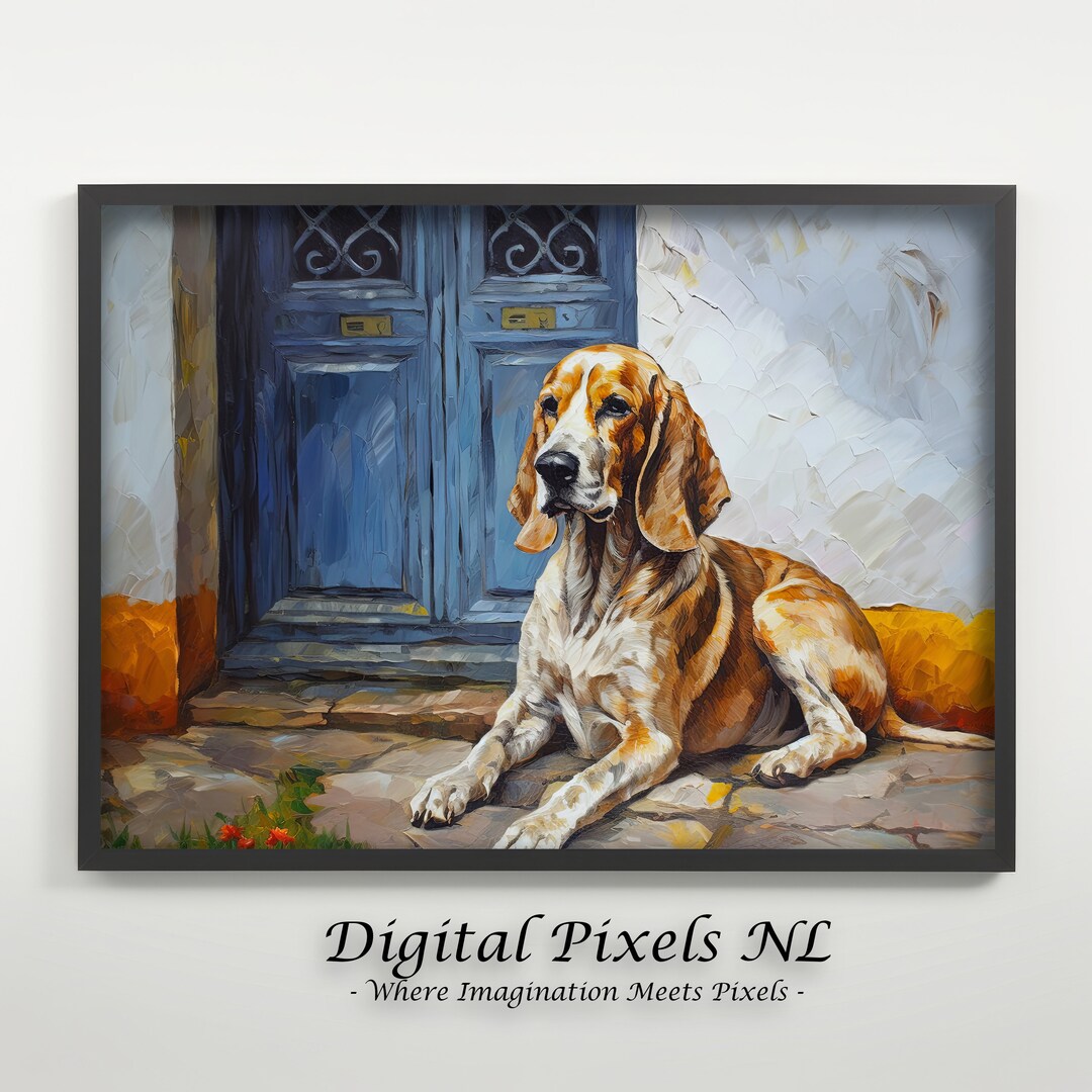 The Waiting Dog, Printable Nature Scene, Landscape Vintage Painting ...
