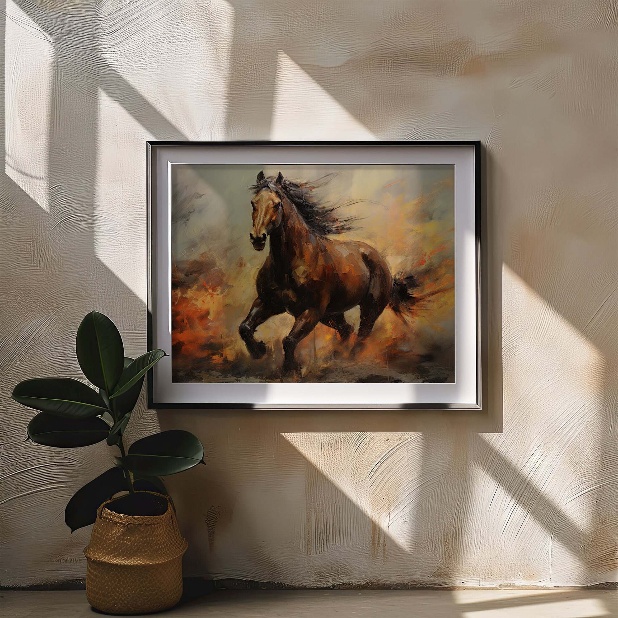 The Galloping Horse, Printable Nature Scene, Landscape Vintage Painting ...