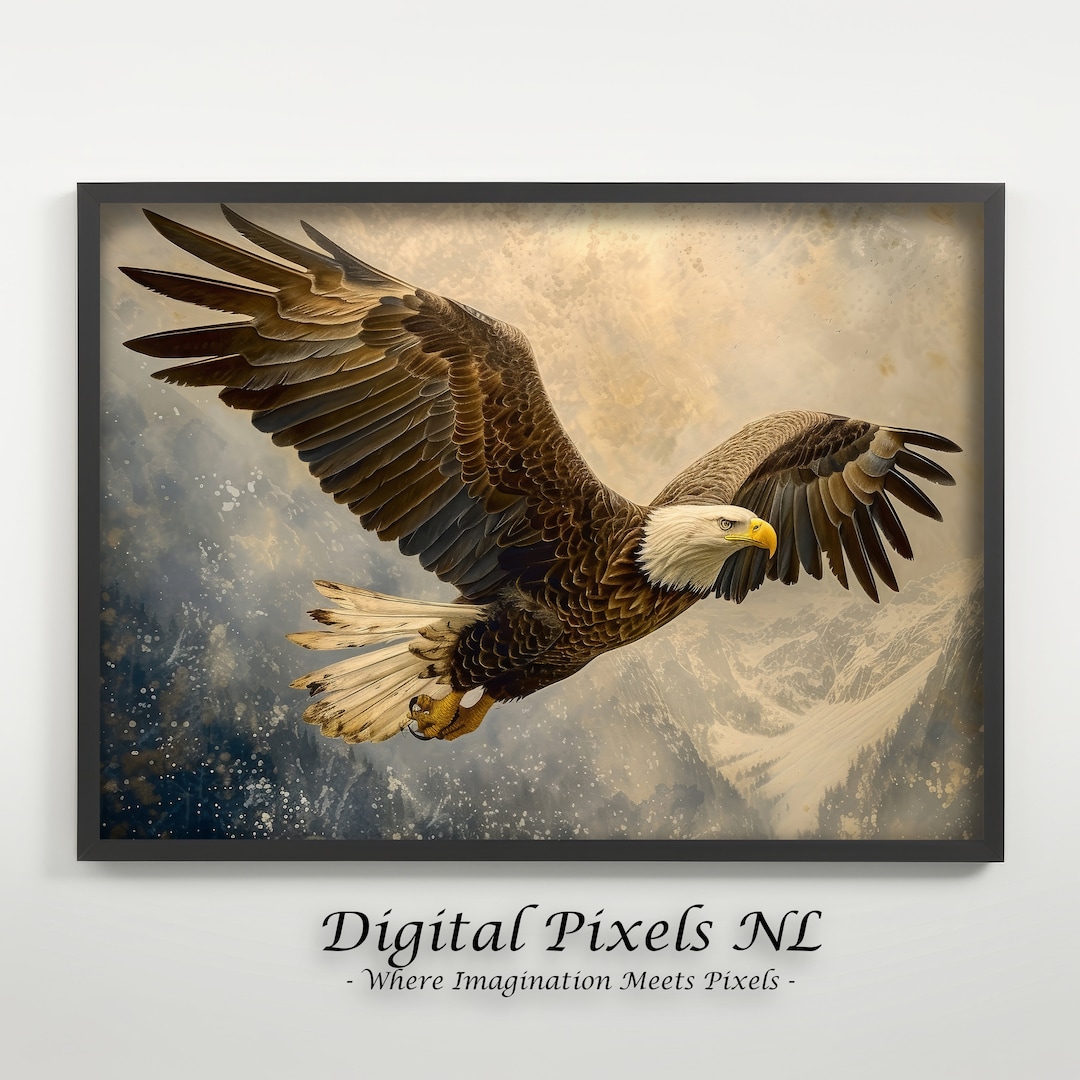 The Soaring Eagle, Printable Nature Scene, Landscape Vintage Painting ...