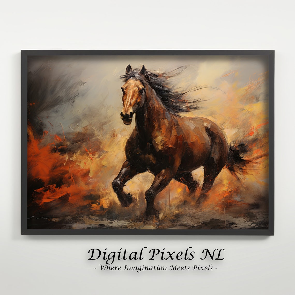 The Galloping Horse, Printable Nature Scene, Landscape Vintage Painting ...