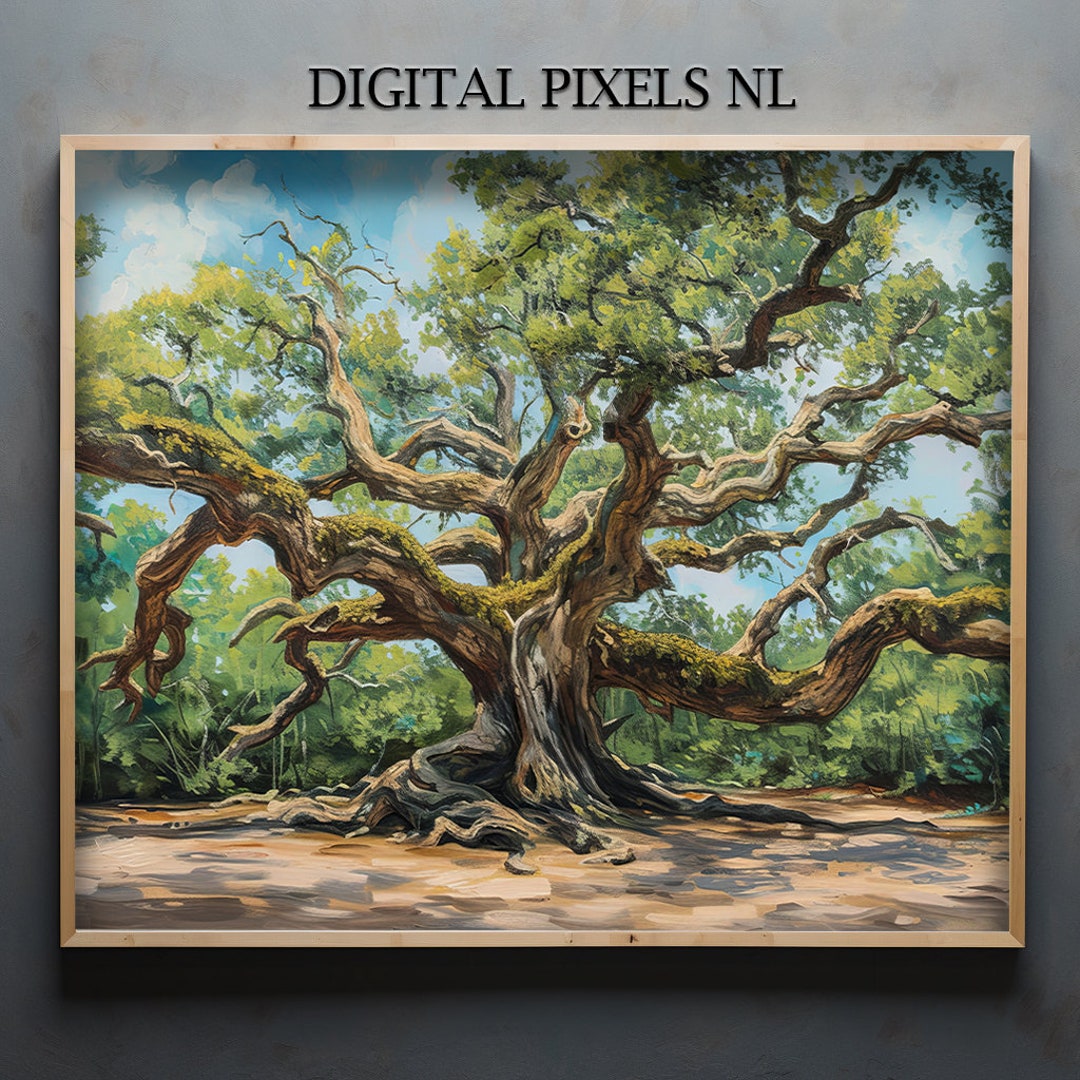 The Angel Tree, Printable Nature Scene, Landscape Vintage Painting ...