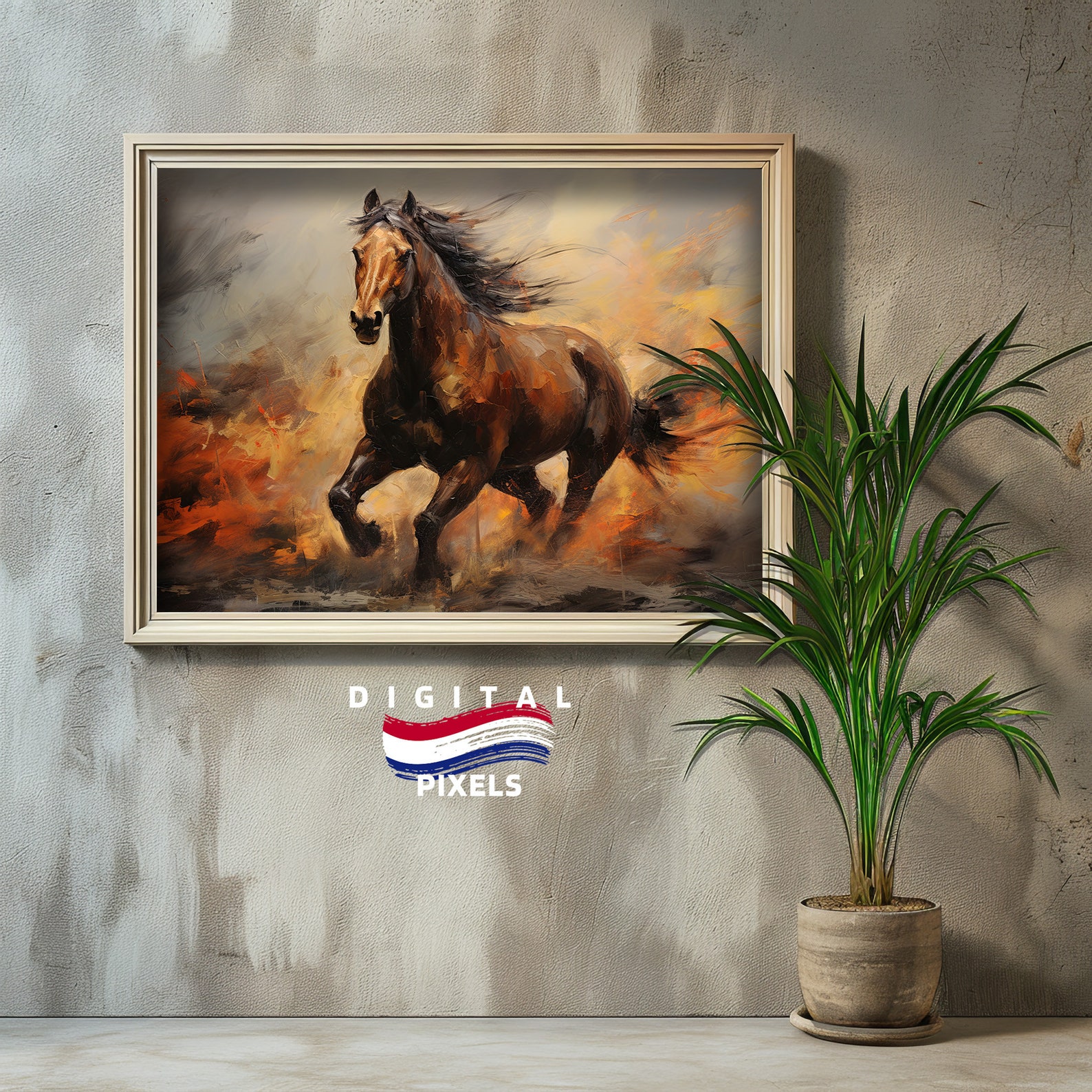 The Galloping Horse, Printable Nature Scene, Landscape Vintage Painting ...