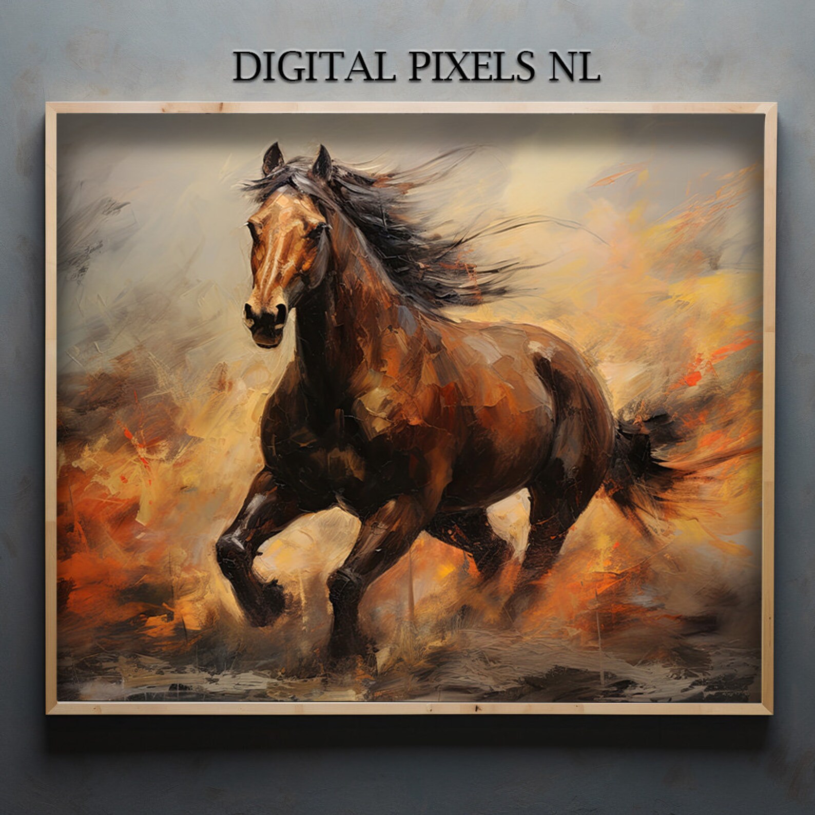 The Galloping Horse, Printable Nature Scene, Landscape Vintage Painting ...