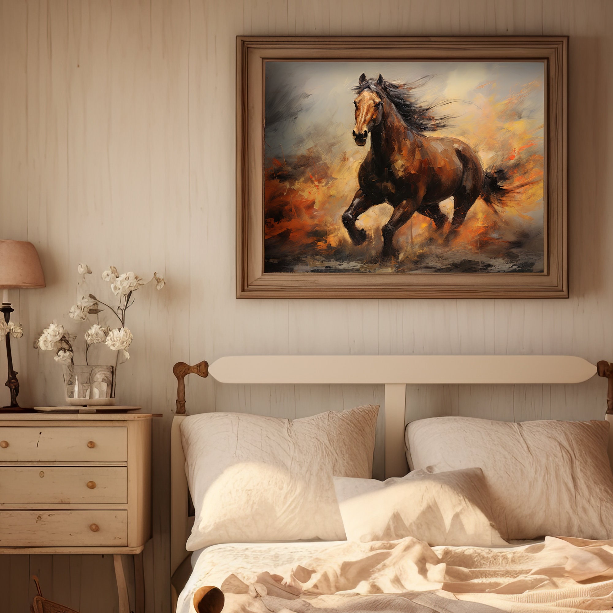 The Galloping Horse, Printable Nature Scene, Landscape Vintage Painting ...