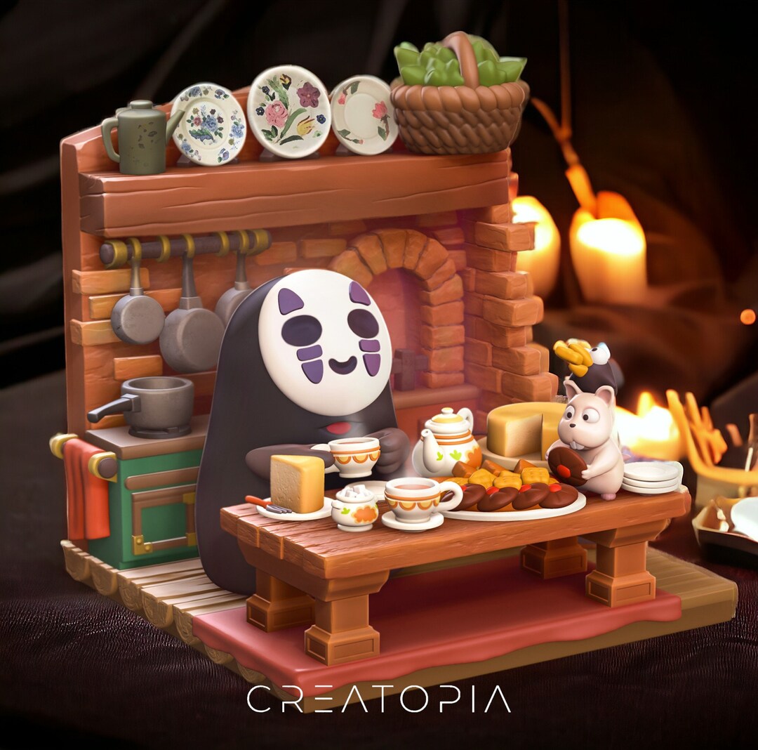 No Face Figure 3D Stl Files No Face Chibi Kaonashi Diorama 3D Printer ...