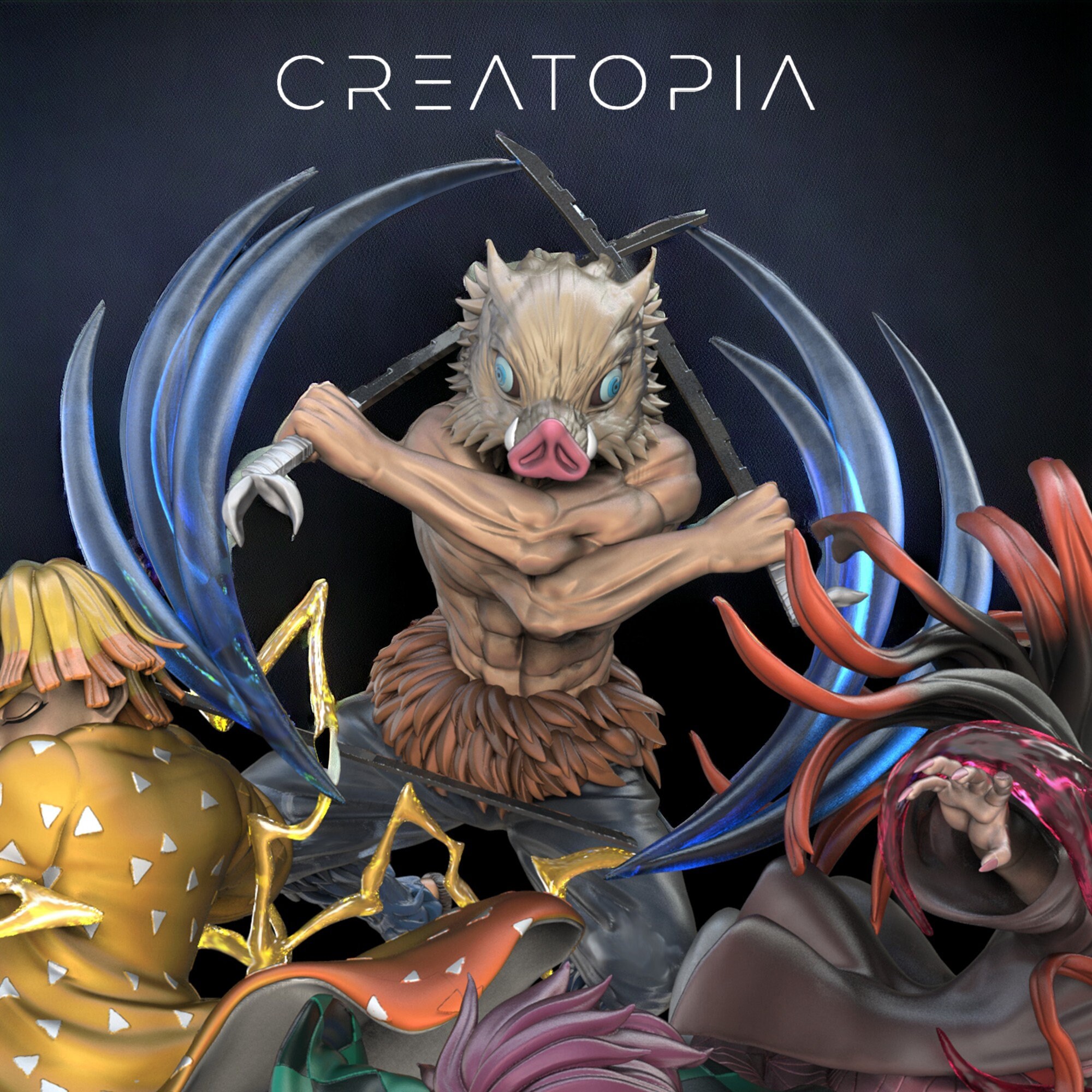 Diorama 3D Printable Stl Files Kimetsu No Yaiba Figure 3D Stl Anime ...