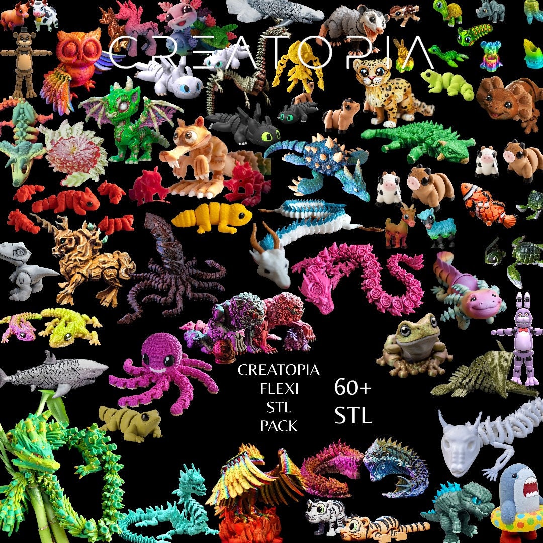 60 Flexi STL Bundle Print in Place Bundle: the Perfect Gift for 3D ...