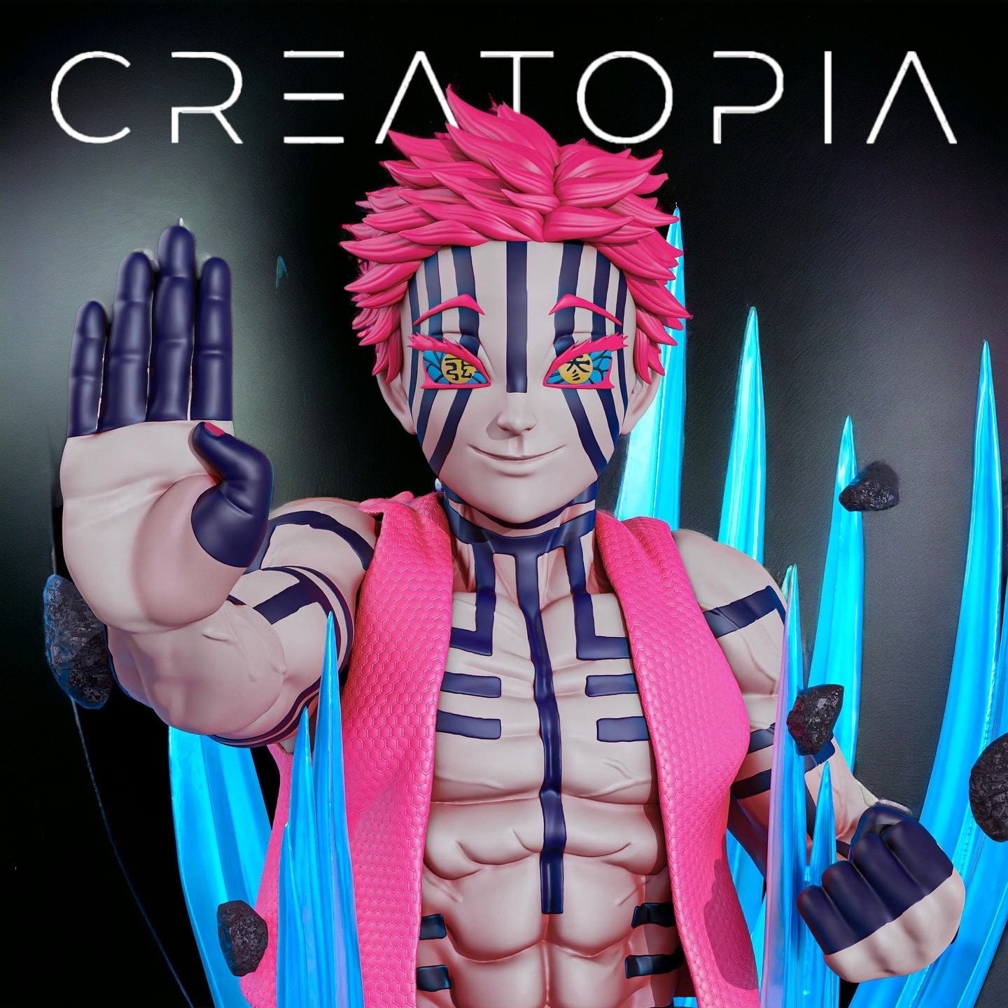 Akaza Bust Figure 3D Stl File Akaza Figure Kimetsu No Yaiba Akaza 3d ...