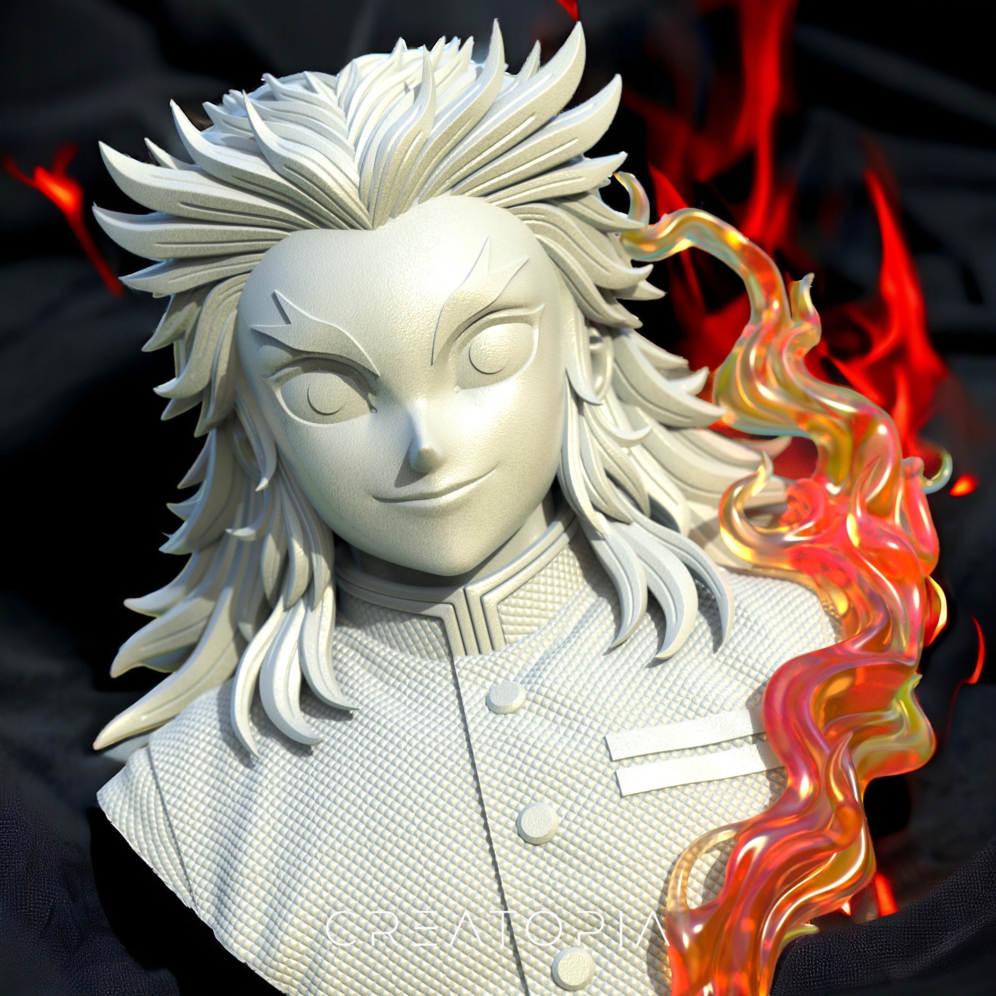 Rengoku Bust 3D Printable Stl Kimetsu No Yaiba Rengoku Figure Stl Files ...