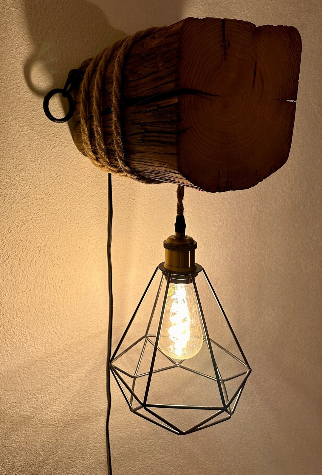 Rustic Wall Lamp With Cord - Etsy