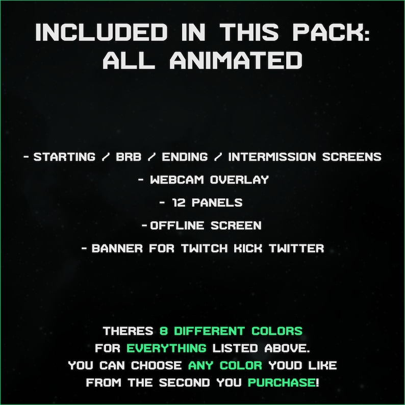 Animated Stream Overlay Full Package | 8 Different Colors | Easy to Use ...