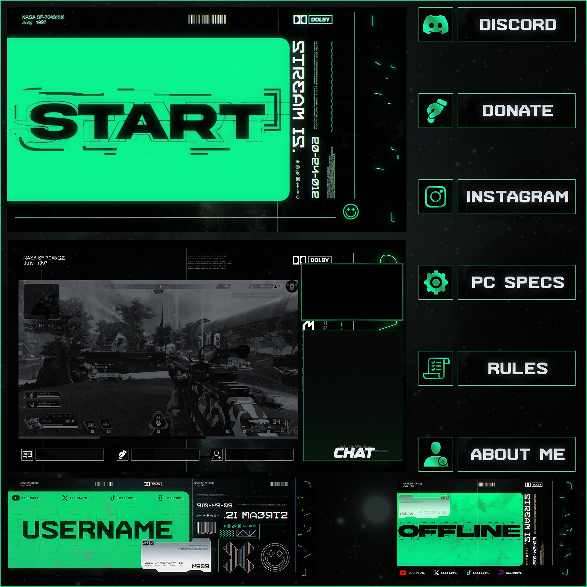 Animated Stream Overlay Full Package 8 Different Colors Easy to Use - Etsy