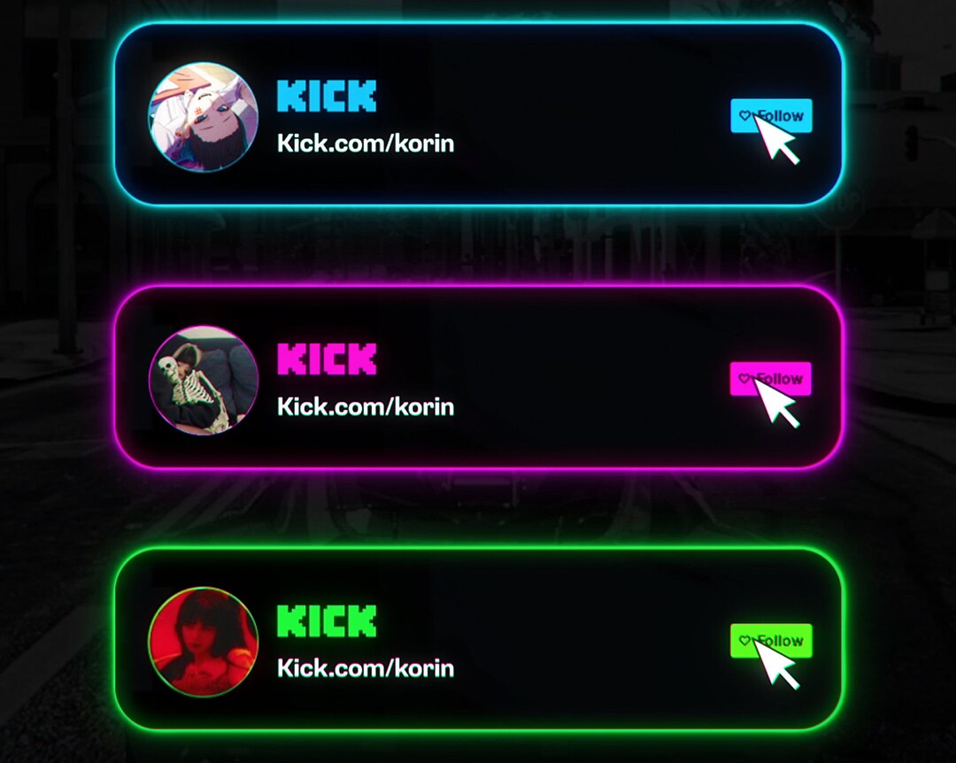 Kick Follow Pop up Animation Overlay for Live Streaming or Youtube ...