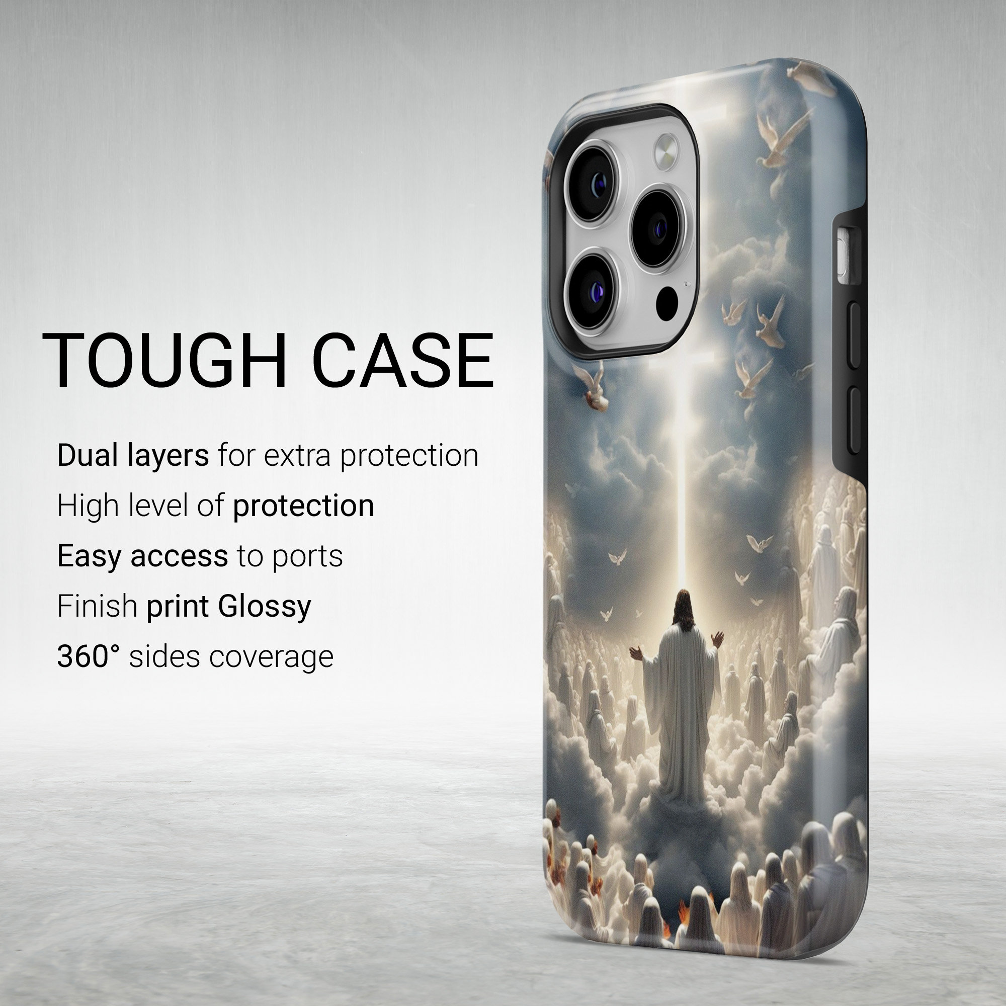 Tough Jesus Christ in Art Phone Case Religious Cover for iPhone 15,14 ...