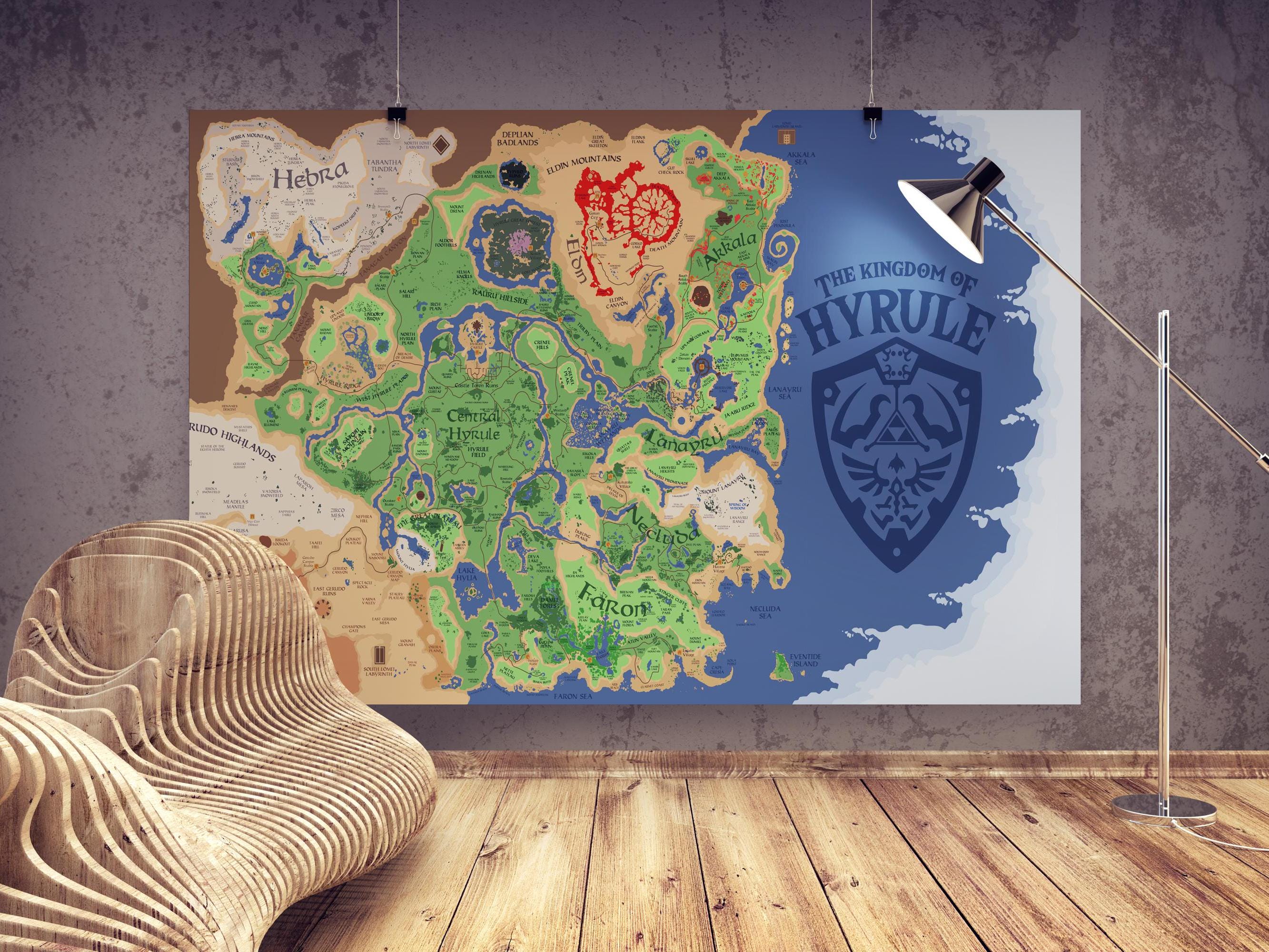 Hyrule Map Canvas, Tears of the Kingdom Wall Art, Premium Print Poster, Hyrule Map Art, Gift for ...