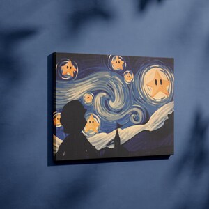 Van Gogh Mario Canvas Art, Starry Night Wall Art, Premium Print Poster ...