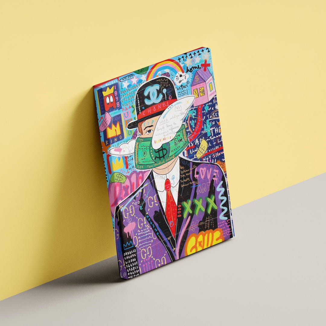 The Son of Man Wall Art, Rene Magritte Dolar Graffiti Artwork, Banksy ...