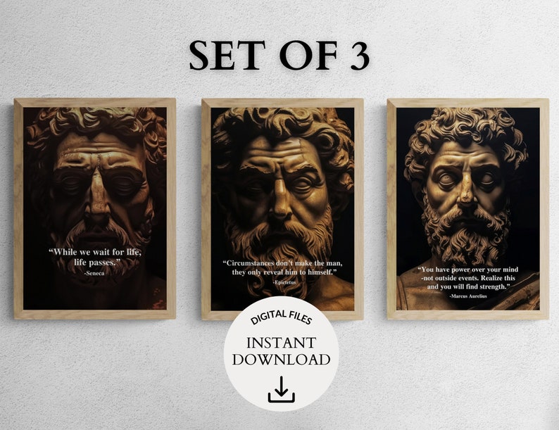 Set of 3 Stoic Quote Wall Art Printables - Ancient Stoic Philosophers ...