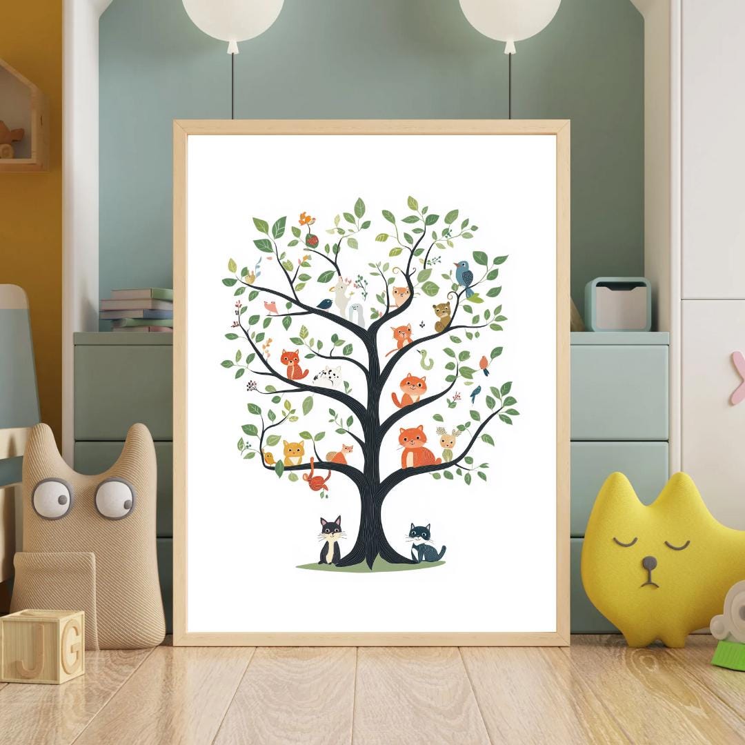 Storybook Woodland Tree Nursery Wall Art Whimsical Printable Animal ...