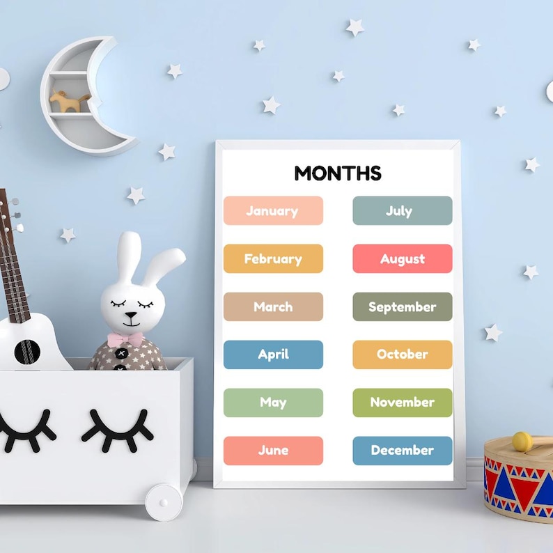Months of the Year Poster – Kids Classroom & Homeschool Wall Chart ...
