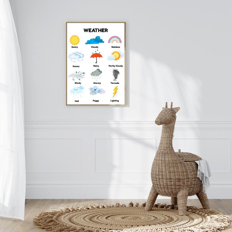 Weather Chart for Kids – Preschool Classroom Wall Art – Daily Weather ...
