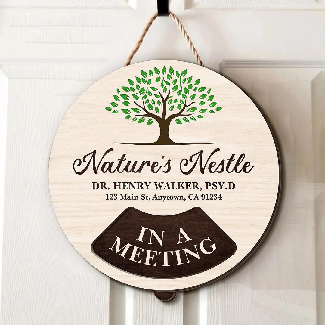 Personalized Wooden Door Sign: Rotating Status, Custom Logo Office Sign ...