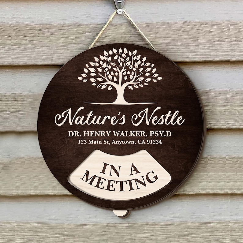 Personalized Wooden Door Sign: Rotating Status, Custom Logo Office Sign ...