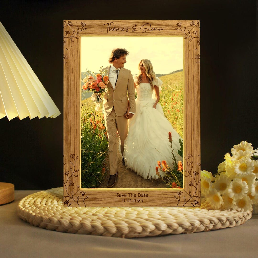Personalized Wedding Photo Frame Lamp: Bride and Groom Photo Married ...
