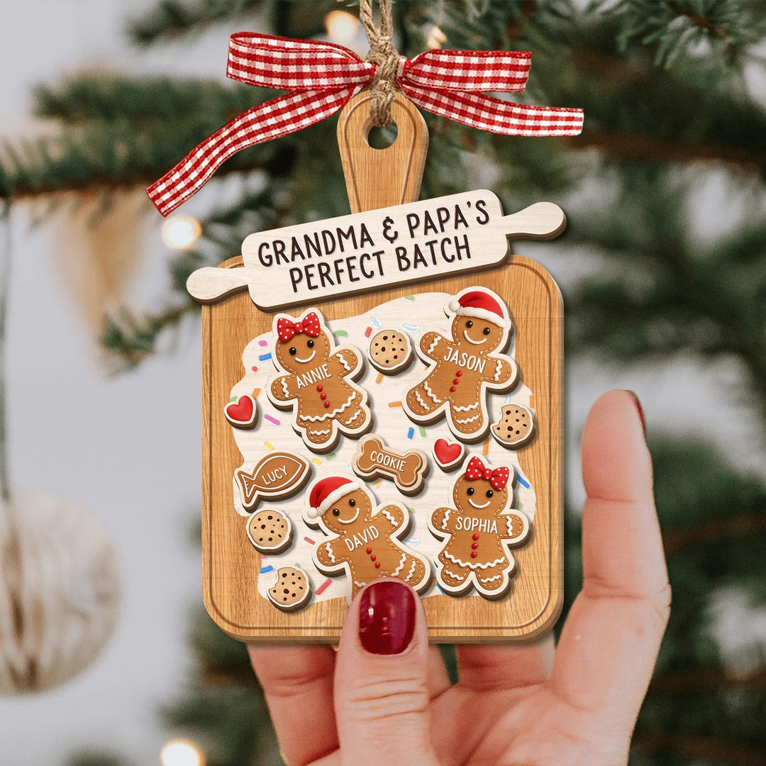 Personalized Gingerbread Grandpa Grandma Magnet: Custom Grandkids Names ...