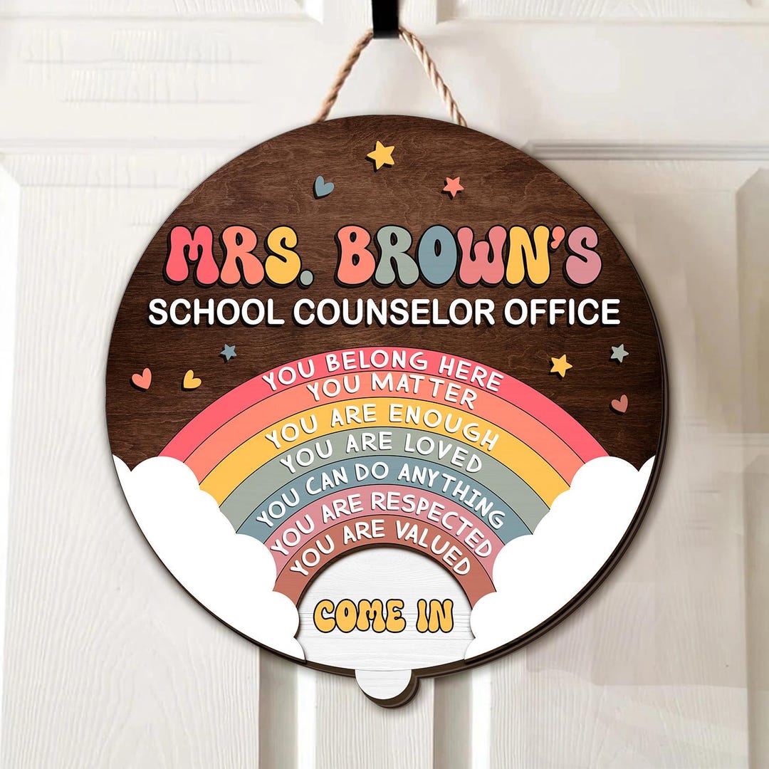 Custom School Counselor Door Sign: Rotating Wooden Office Decor - Etsy