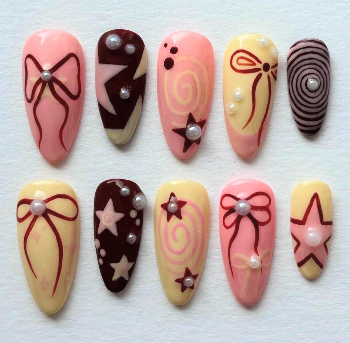 Neapolitan Press on Nails - Etsy