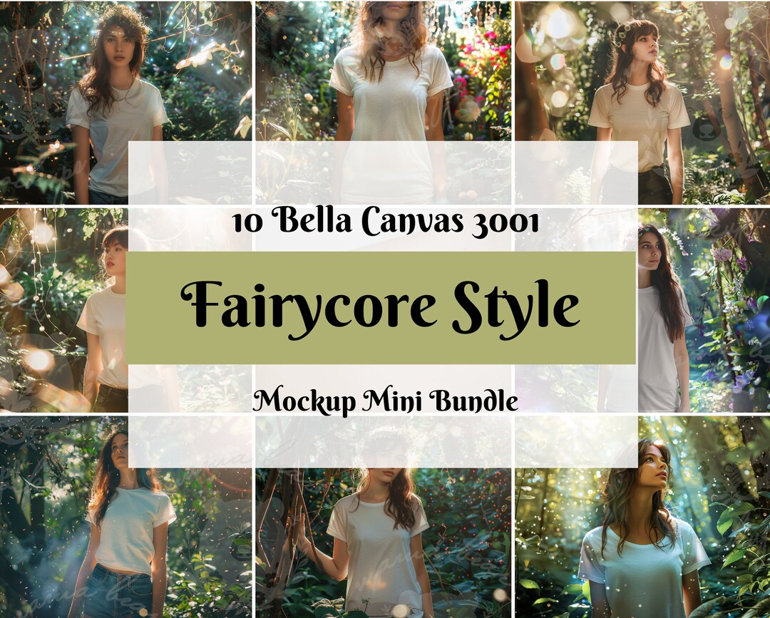 Fairycore Style 10 Mockup Mini Bundle, Bella Canvas 3001, Mockup Bundle ...