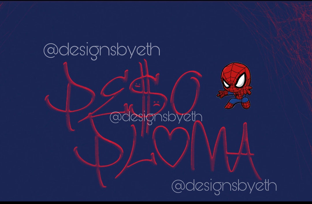 Peso Pluma Signature Logo With Spiderman, T-shirt Design Digital ...