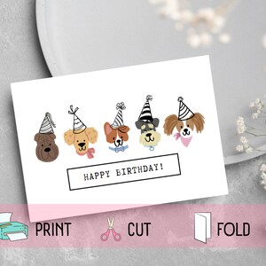 Printable Birthday Card Dogs,digital Greeting Cards ,digital Downloads ...