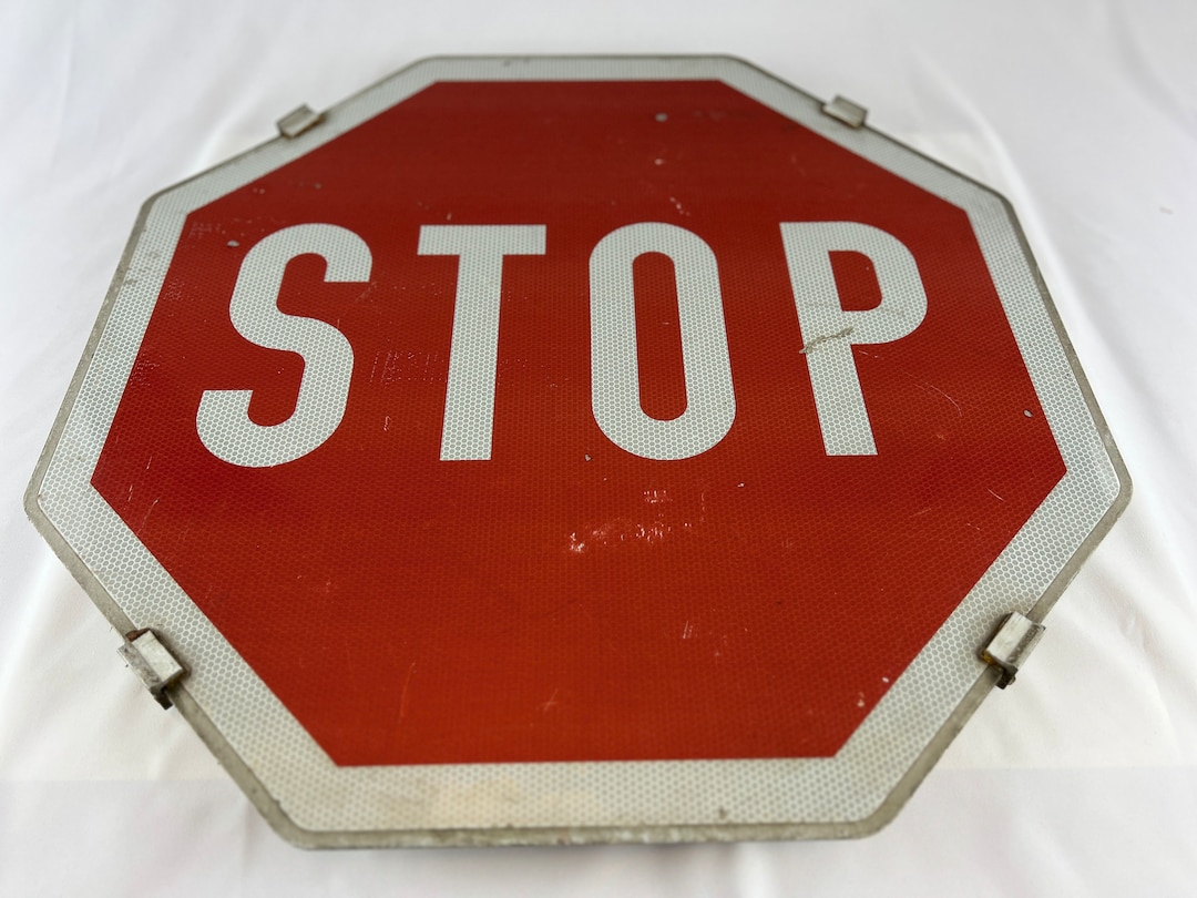 Original Traffic Sign Stop Give Way From Austria, Aluminum Approx. 62 X ...