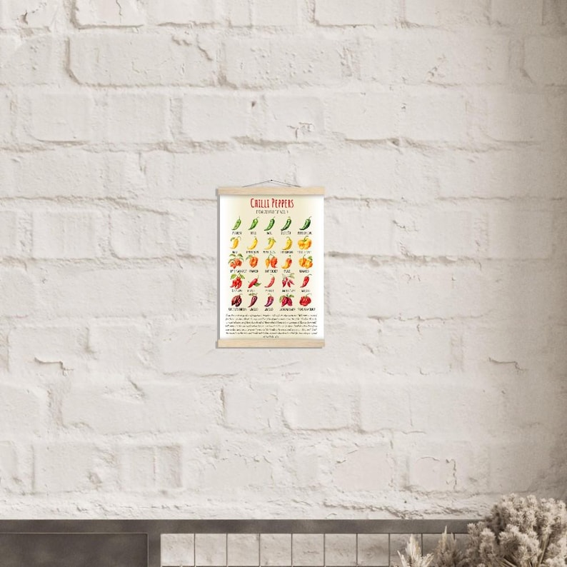 Hot Chili Pepper Varieties Poster: Kitchen Wall Art With Hanger - Etsy