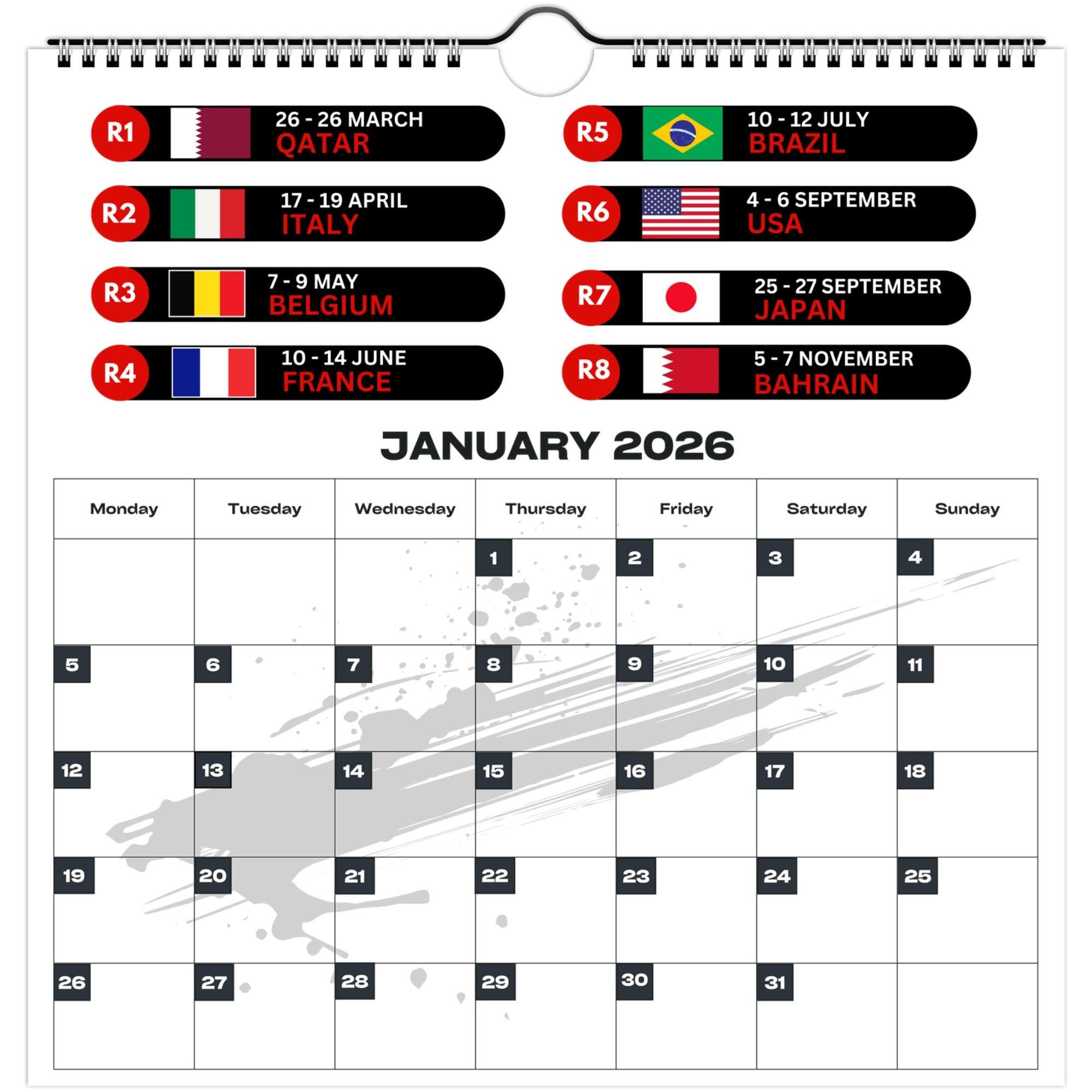 2026 Motorsport Calendar World Endurance Wall Calendar: Racing Schedule ...