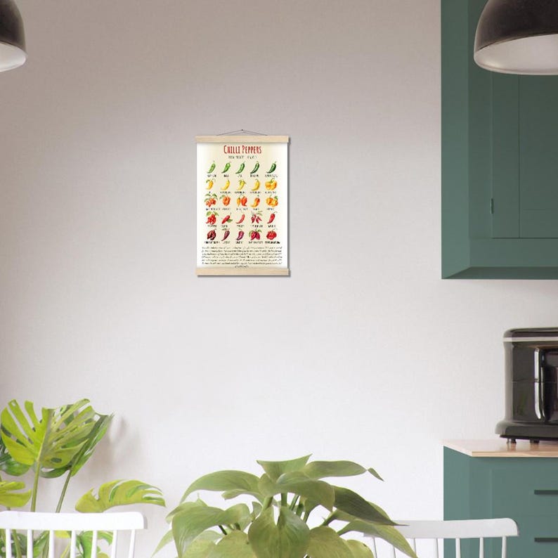Hot Chili Pepper Varieties Poster: Kitchen Wall Art With Hanger - Etsy