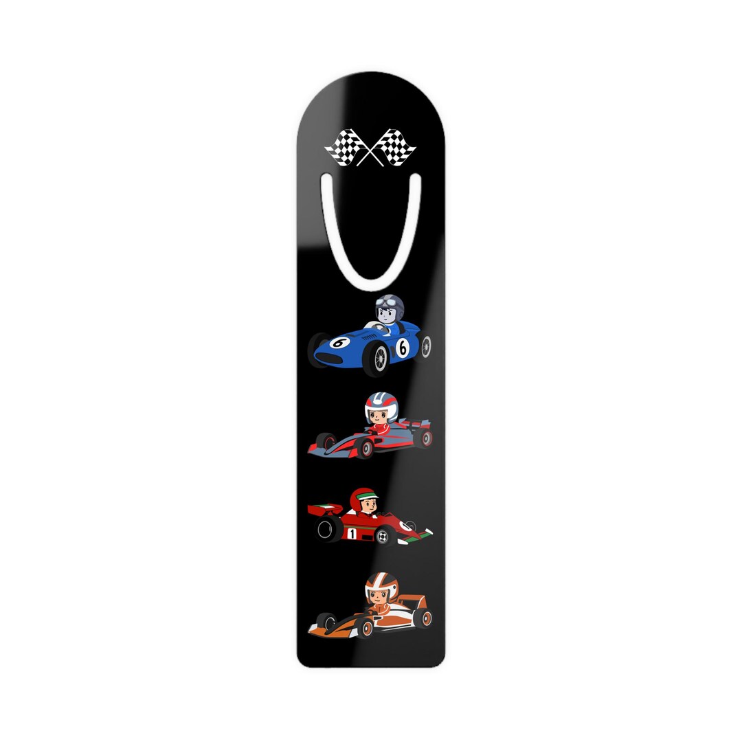 Kids Race Car Bookmark | Retro Drivers, Checkered Flags - Etsy