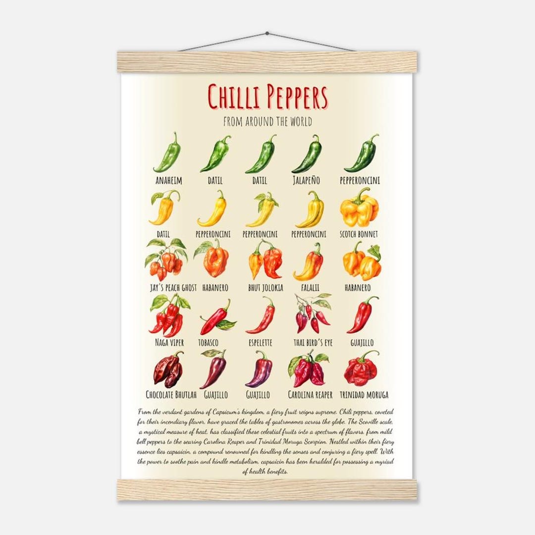Hot Chili Poster Chilli Poster for Food Lover Kitchen Poster Wall Decor ...