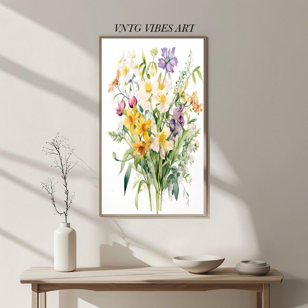 Birth Month Flower Wall Art Bouquet Watercolor Painting Mothers Day ...
