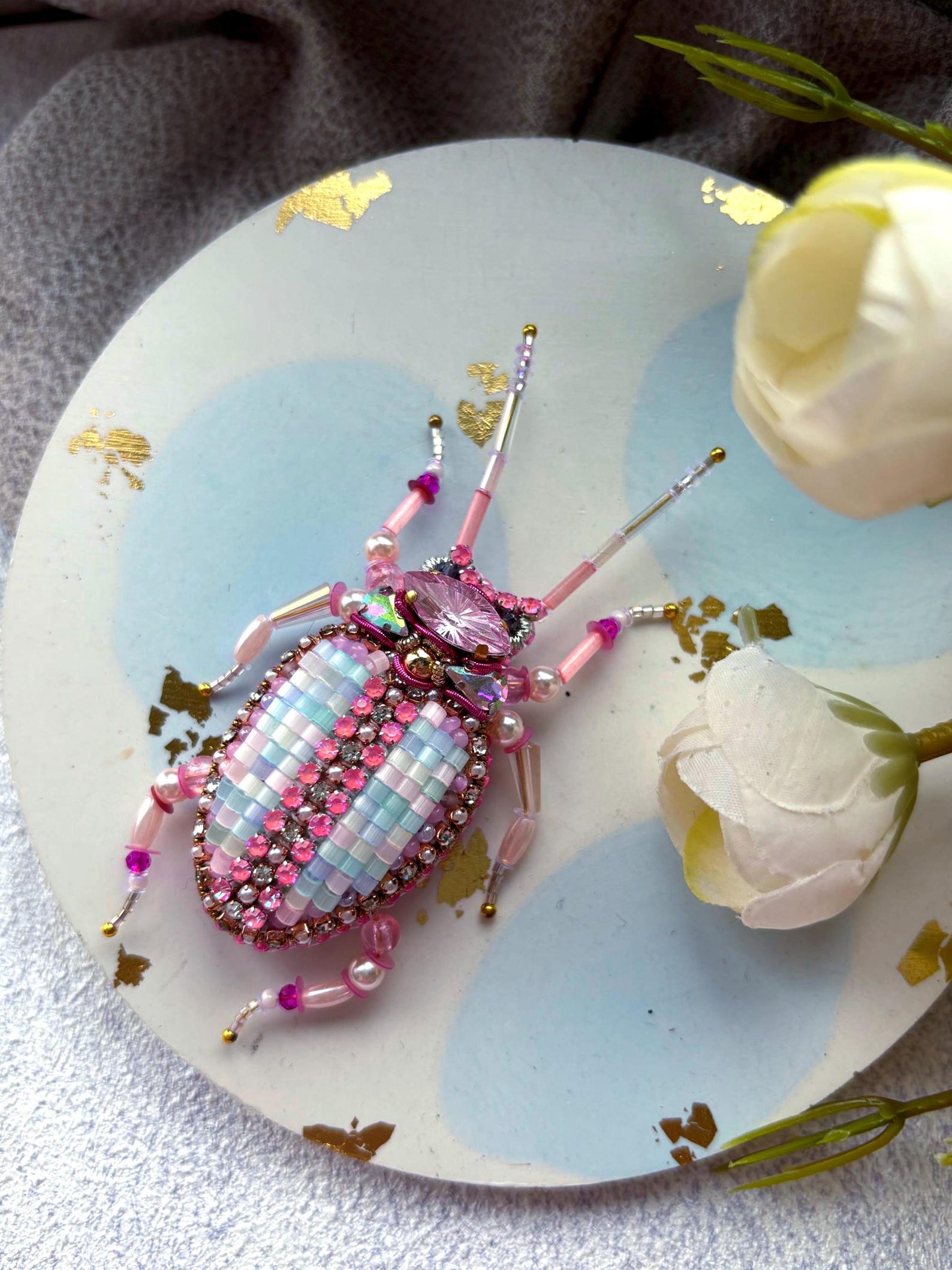 Pink Beetle Brooch, Beaded Bug Pin, Embroidered Insect Jewelry Gifts - Etsy