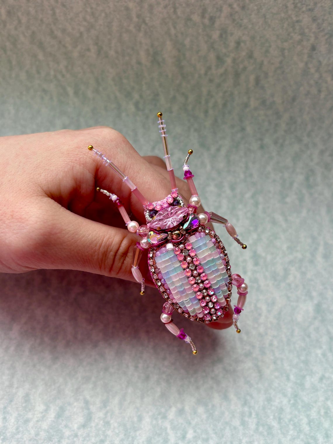 Pink Beetle Brooch, Beaded Bug Pin, Embroidered Insect Jewelry Gifts - Etsy