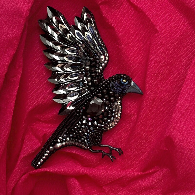 Raven Brooch - Etsy