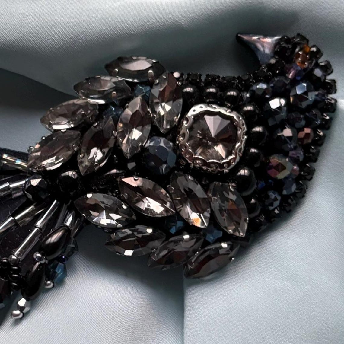 Black Raven Jewelry Bird Brooch Crow Mystical Raven Beaded Brooch Night ...