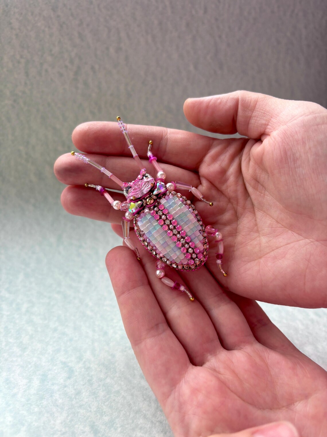 Pink Beetle Brooch, Beaded Bug Pin, Embroidered Insect Jewelry Gifts - Etsy