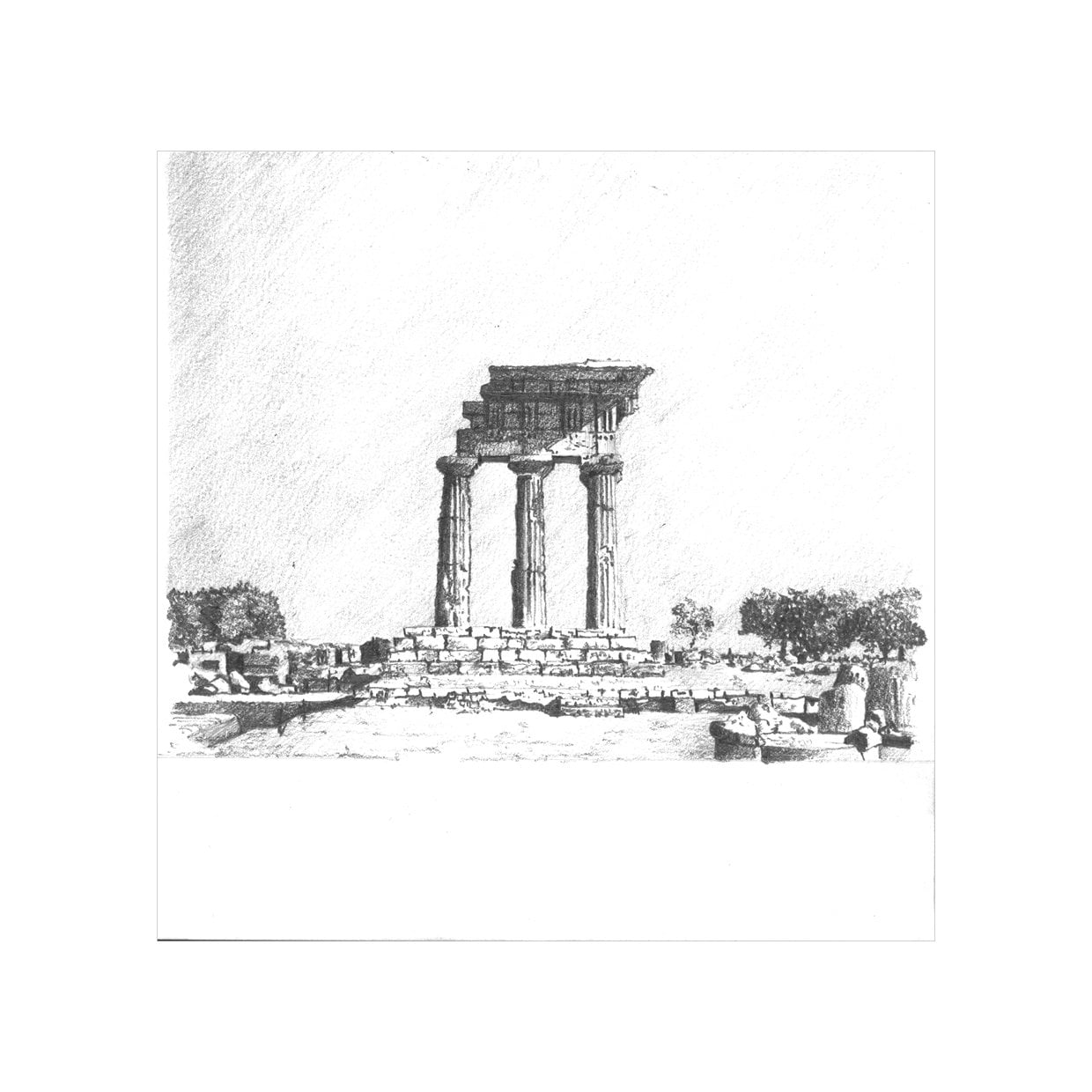 Drawing - Valley of the Temples of Agrigento - Temple of the Dioscuri ...