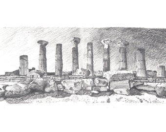 Drawing - Valley of the Temples of Agrigento - Temple of Concord - Etsy