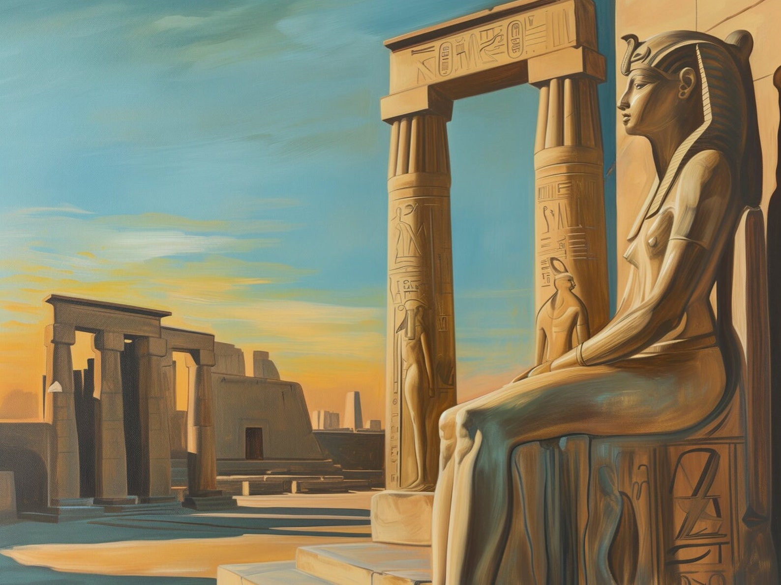 Ancient Egypt Landscape Painting, Egyptian Mythology, Egyptian Decor ...