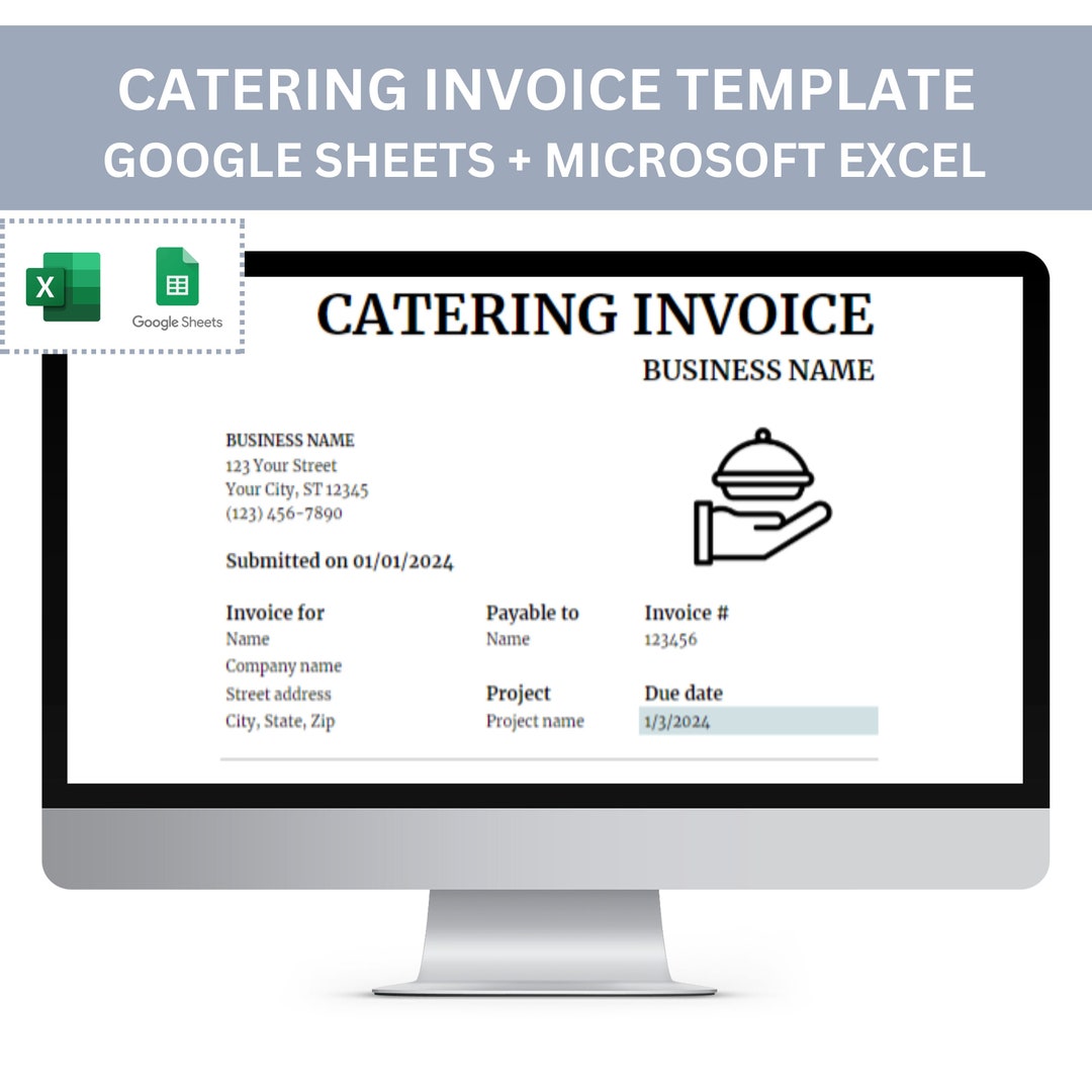 Simple Catering Service Invoice Spreadsheet Excel File Invoice Template ...
